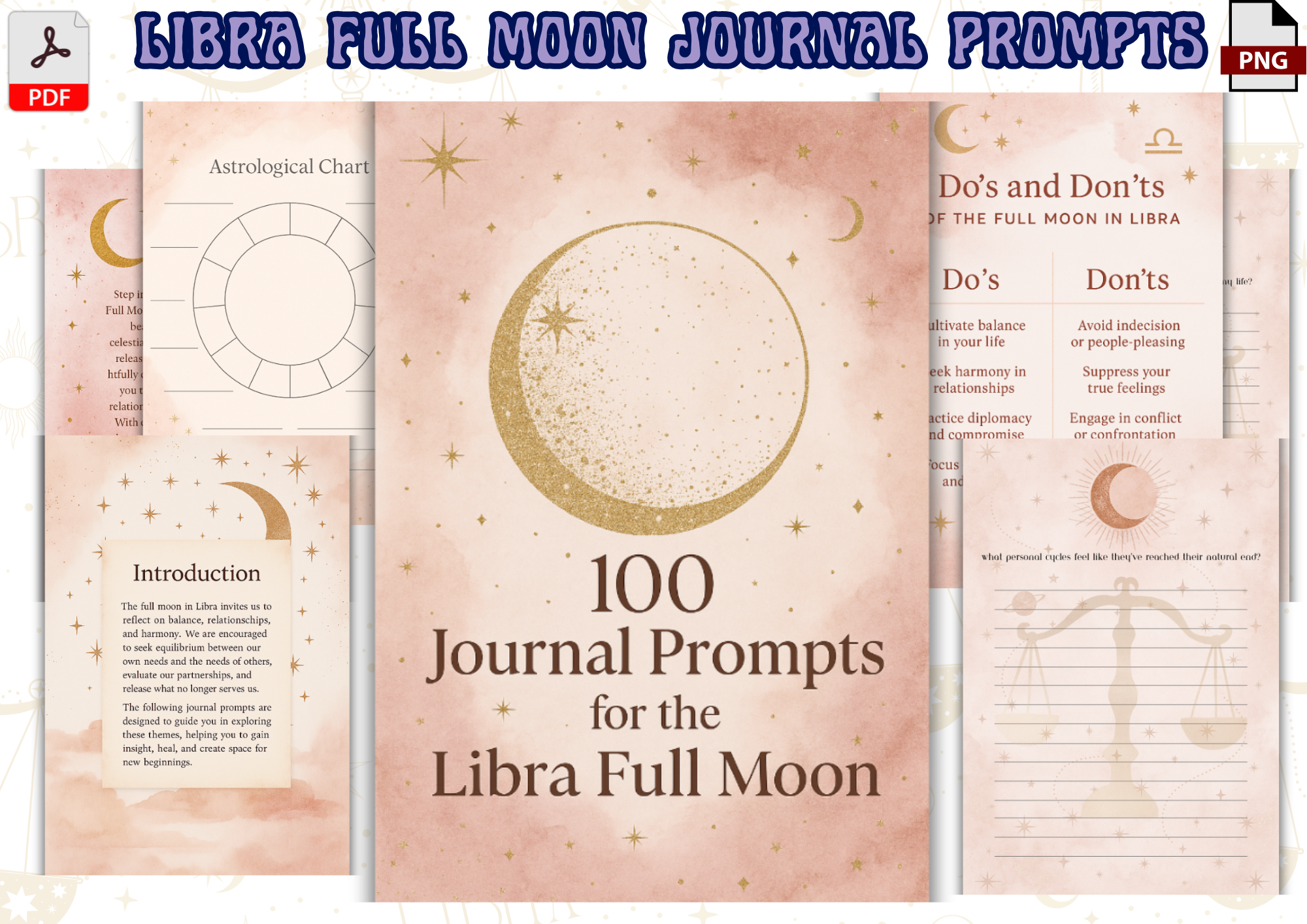 🌕 100 Journal Prompts Libra Full Moon Graphic by Nora as · Creative Fabrica
