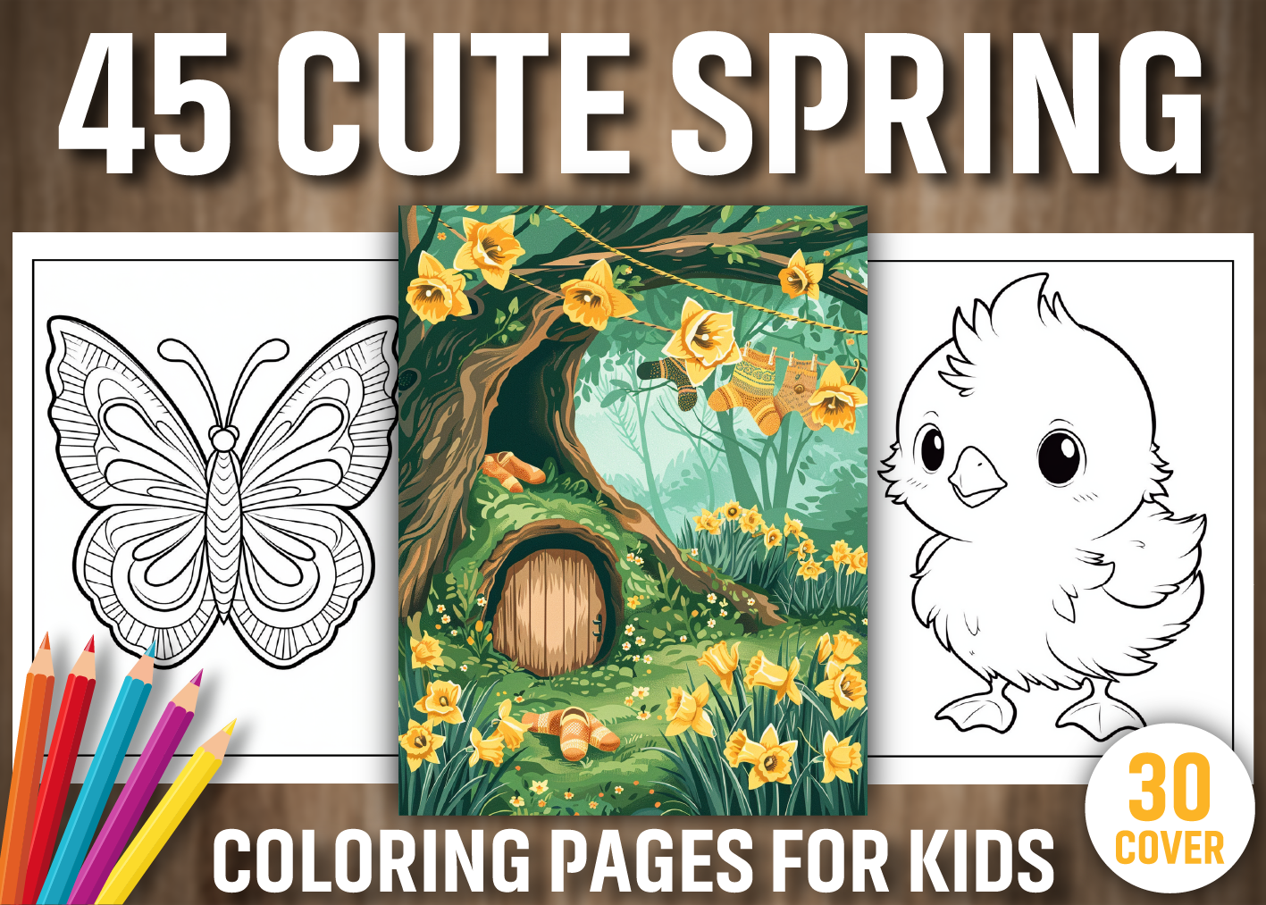 Cute Spring Coloring Pages for Kids Graphic by Design Hub · Creative ...