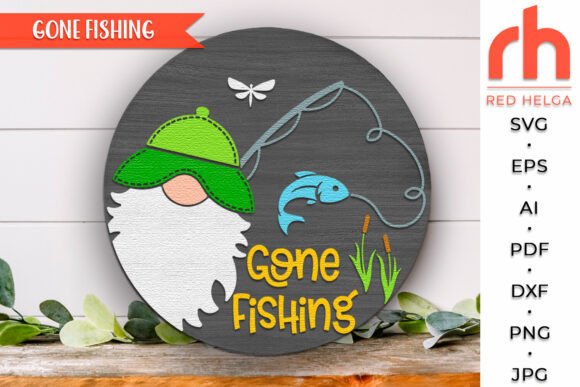 Gone Fishing SVG, Summer Door Sign DXF · Creative Fabrica