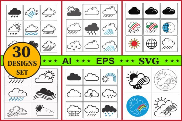 Weather Forecast Icon Vector Clipart Set Graphic by rangita store ...