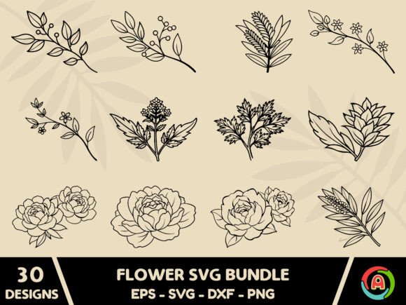 Flower Svg Bundle, Wildflower Graphic by aurnobnandy · Creative Fabrica