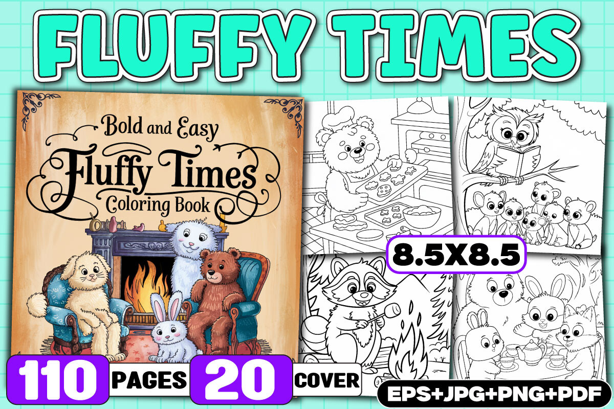Bold and Easy Fluffy Times Coloring Page Graphic by uniquedesign ...