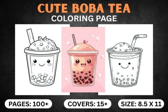 Cute Boba Tea Coloring Page for Kids Graphic by millerleslies26 ...