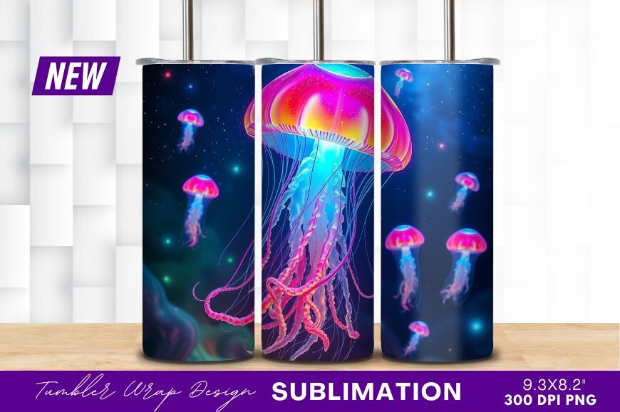 Glowing Jellyfish in Deep Sea Tumbler Graphic by Regulrcrative ...
