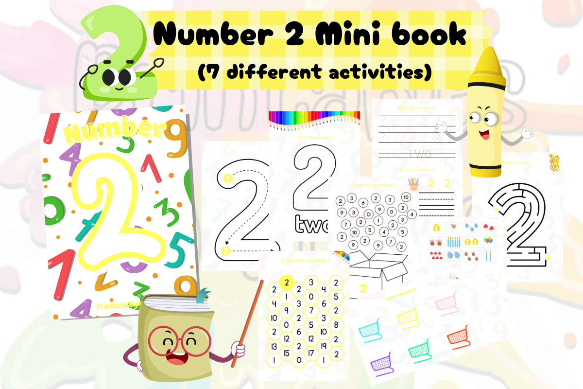 Number 2 Mini Book. Graphic by PrintablesByAicha · Creative Fabrica