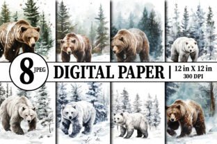 Grizzly Bear in the Forest Artwork Paper Graphic by The Black Cat ...
