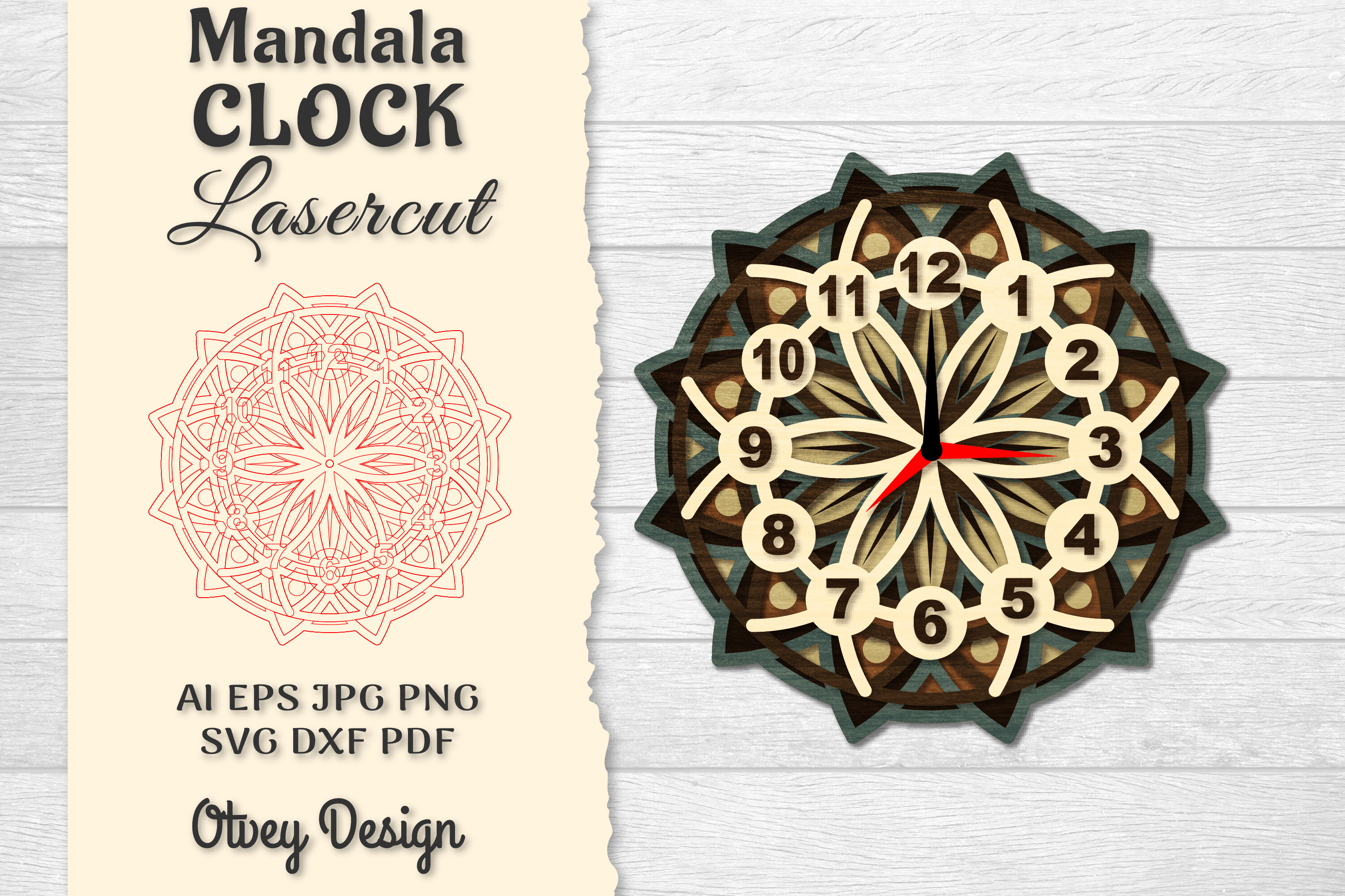 Clock Mandala Lasercut · Creative Fabrica