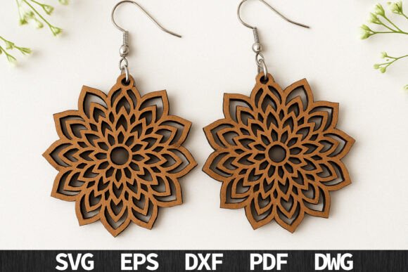 Mandala Flower Earrings SVG · Creative Fabrica