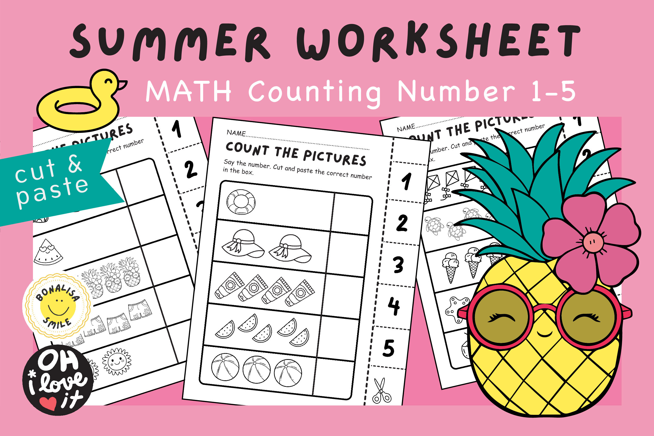SUMMER Math Worksheet Number 1-5 Graphic by Bonalisa Smile · Creative ...