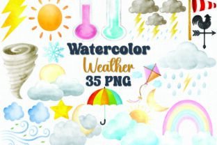 Watercolor Weather Clipart Set Graphic by beyouenked · Creative Fabrica