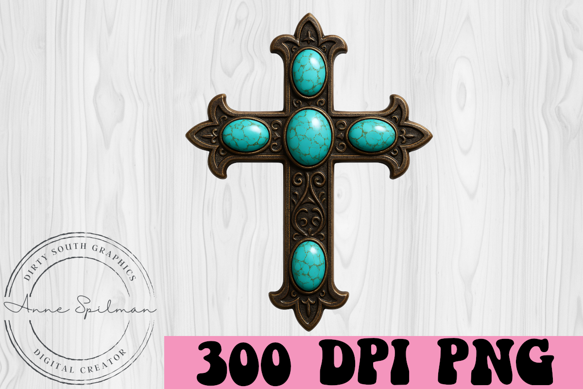 Western Turquoise Cross Clip Art Graphic by Dirty South Graphics ...