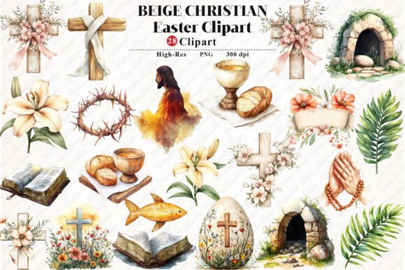 Easter Clipart Spring Bunnies Clipart Graphic by watercolor Design ...