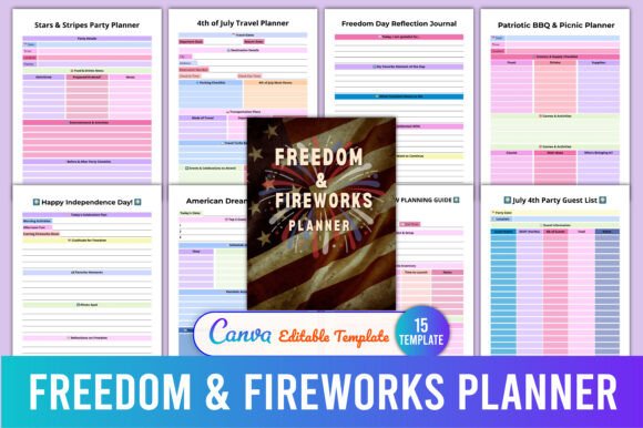 🎆 Freedom & Fireworks Planner Illustration par KDPMart · Creative Fabrica