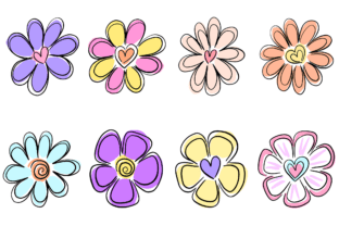 25 Heart Doodle Hand Drawn Flowers Flora Graphic by squeebcreative ...