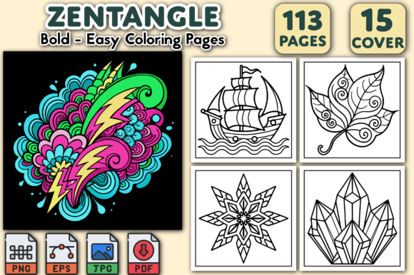 Bold and Easy Zentangle Coloring Pages Graphic by PixelQuill · Creative ...