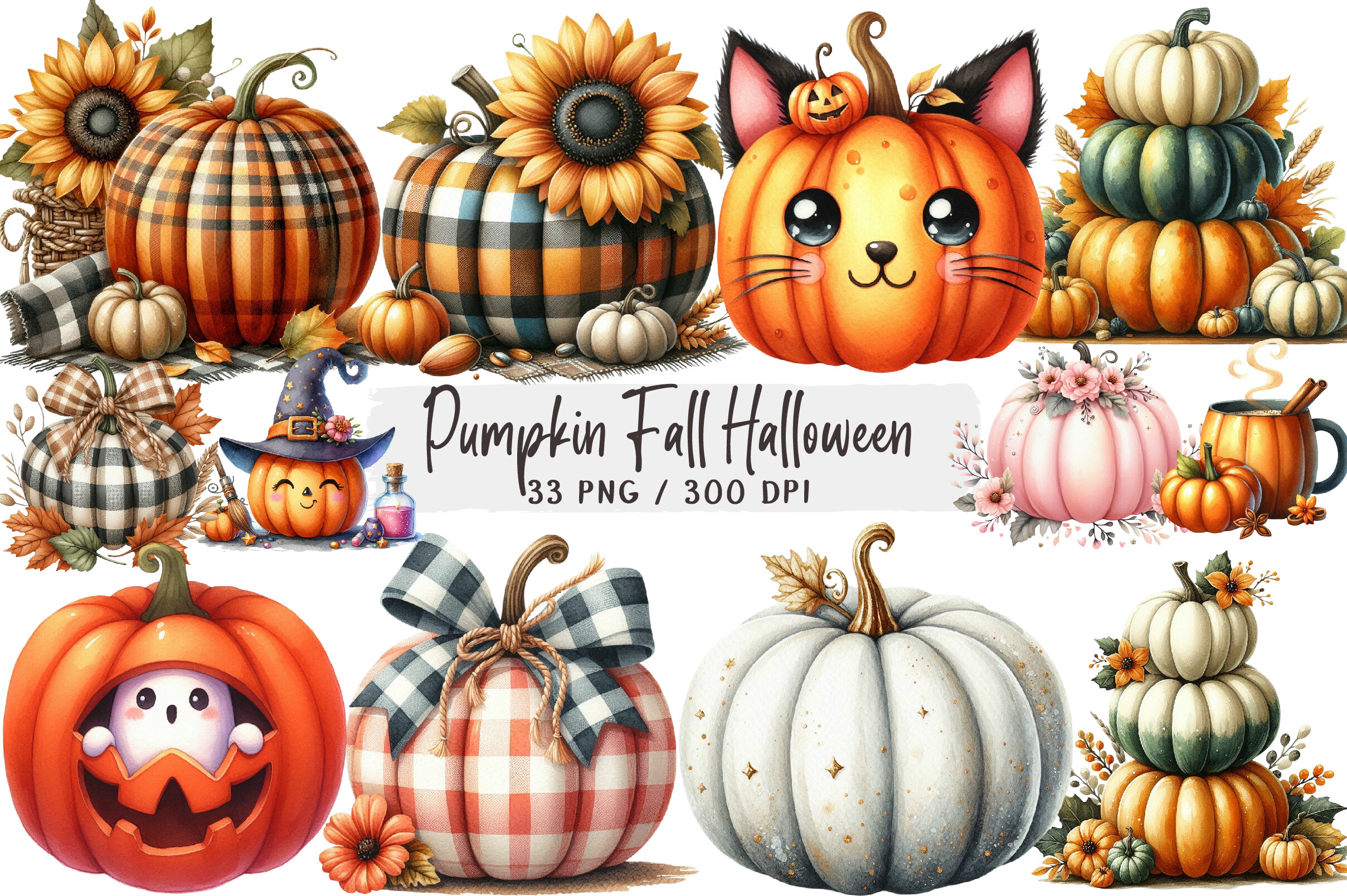 Pumpkin Clipart Fall Clipart Halloween Graphic by DreamArtGraphic ...
