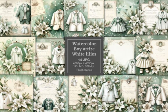 Boy First Communion Digital Paper Pack Graphic by Blush Roses ...