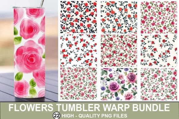 Beautiful Flowers Tumbler Wrap Bundle Bundle · Creative Fabrica