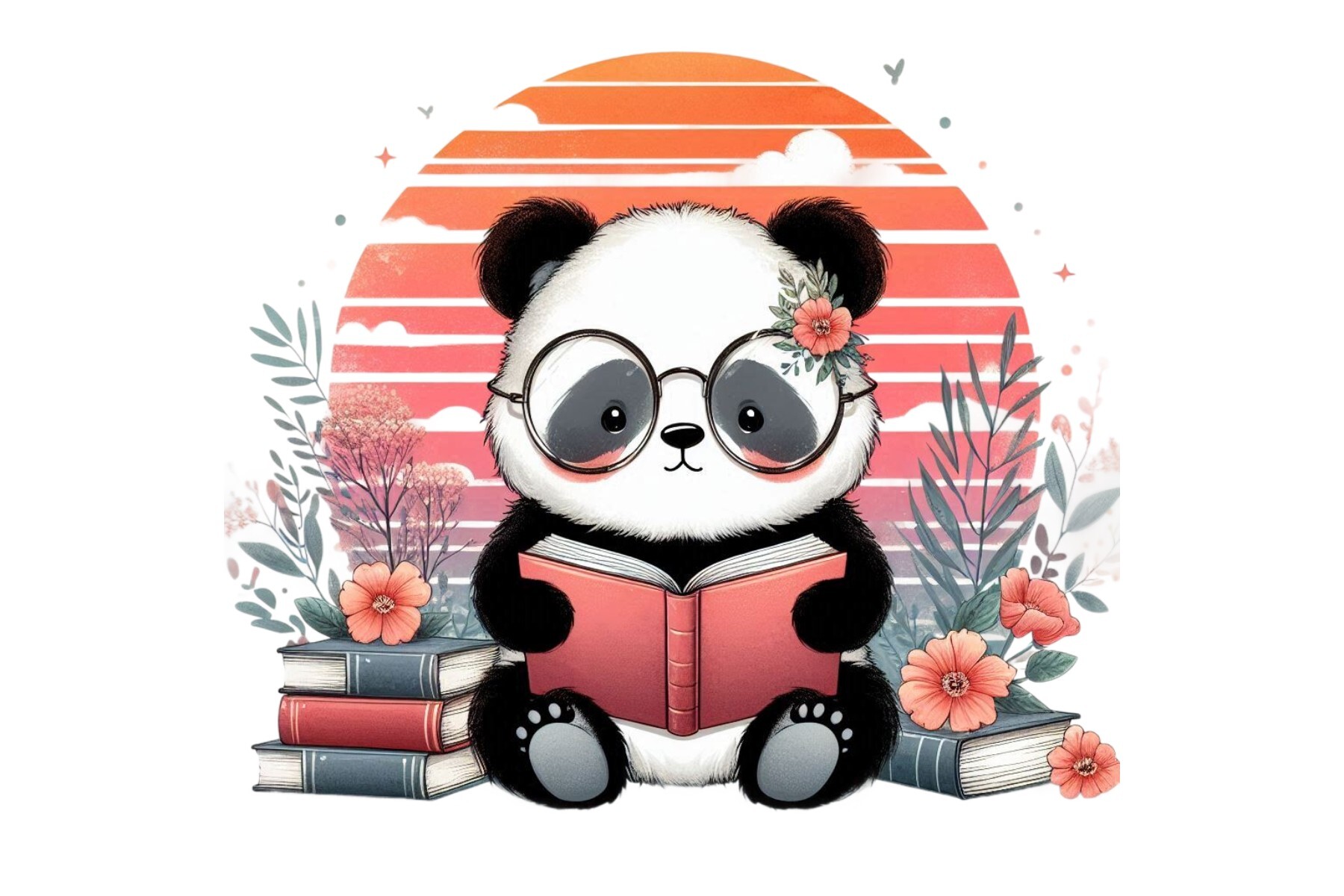Retro Panda Clipart PNG Freebie Graphic by Design BLOOM · Creative Fabrica