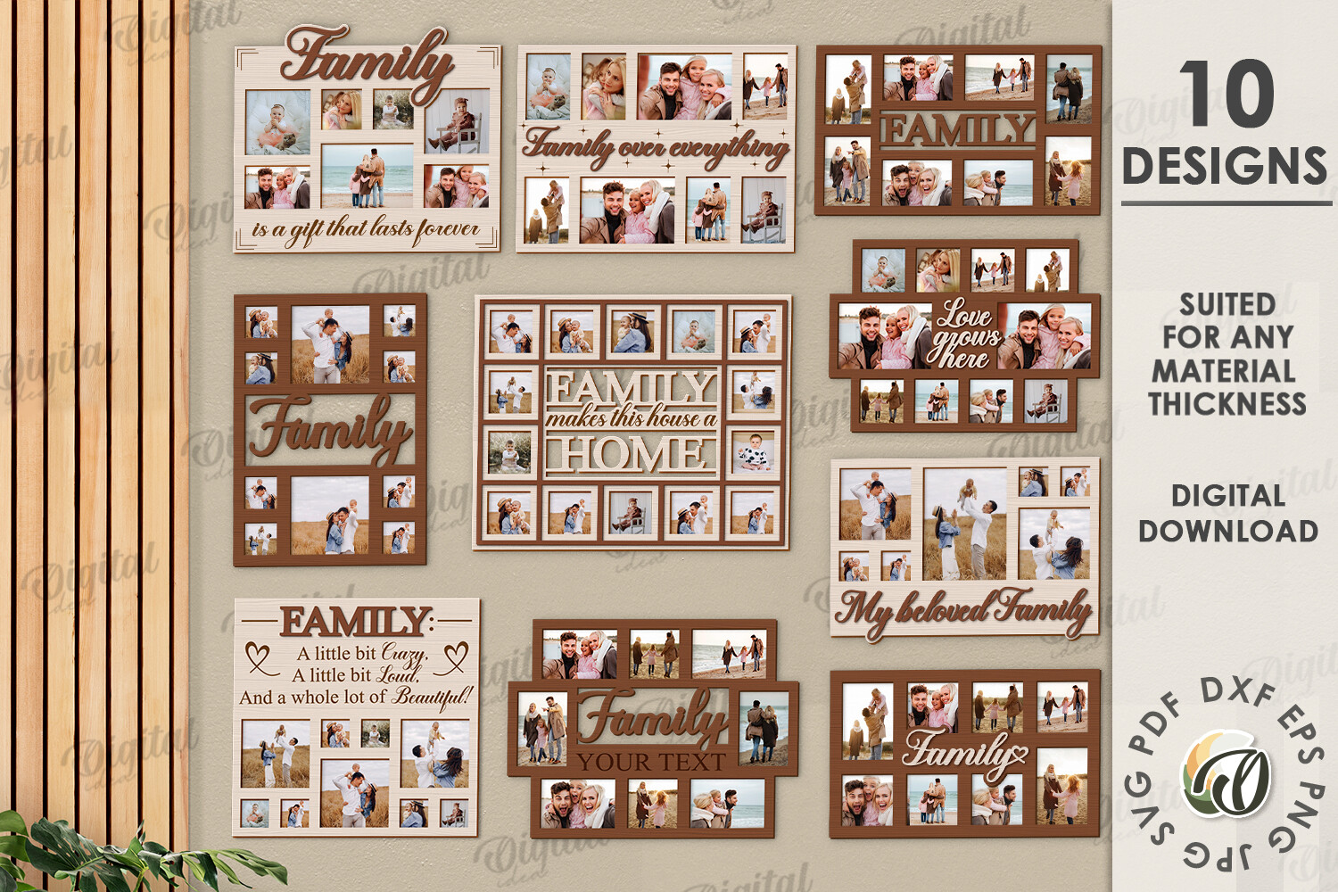 3D Family Photo Frame Bundle Laser Cut · Creative Fabrica