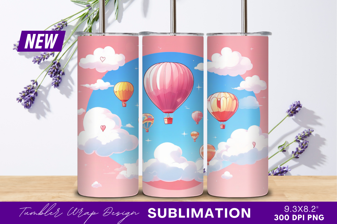Pastel Hot Air Balloons Cartoon Tumber Graphic by Regulrcrative ...