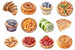 Pastries Watercolor Clipart Set Graphic by watercolor Design · Creative ...