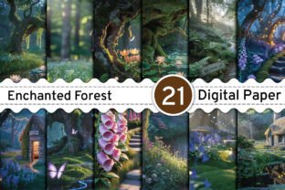 Enchanted Forest Digital Papers Pack Graphic by design studio3 ...