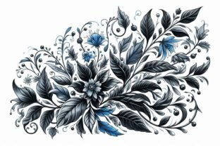 🌿 Watercolor Painting of Blue Floral Vi Grafik Von greenvill · Creative ...