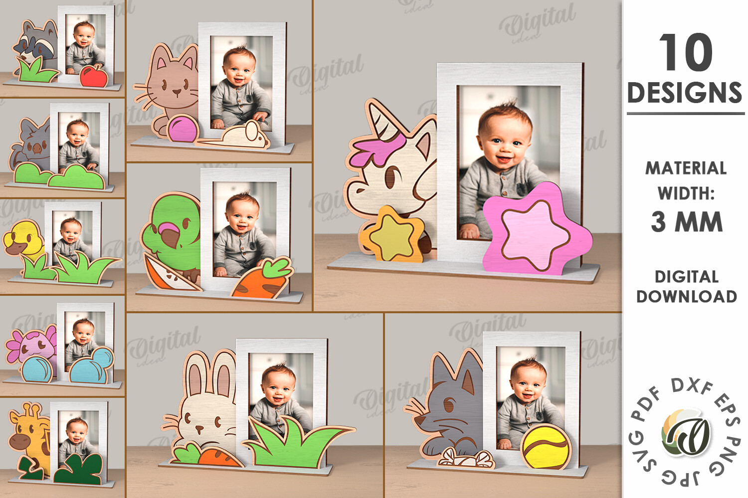 3D Childrens Photo Frame Lasercut Bundle · Creative Fabrica
