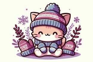 🐾 Kitten Wearing Mittens, Cozy Winter a Gráfico por Creativeguru ...