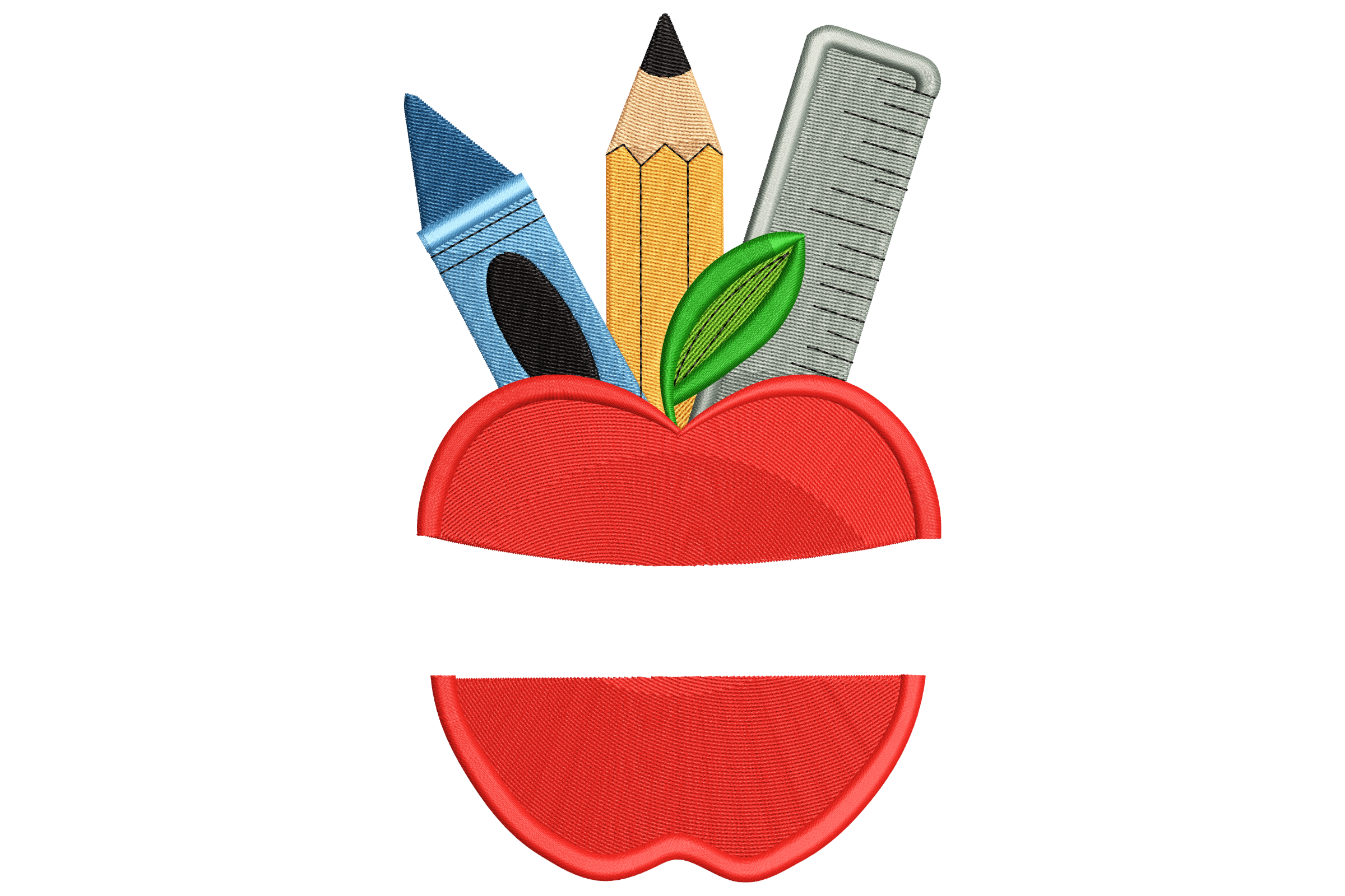 Apple with School Supplies · Creative Fabrica