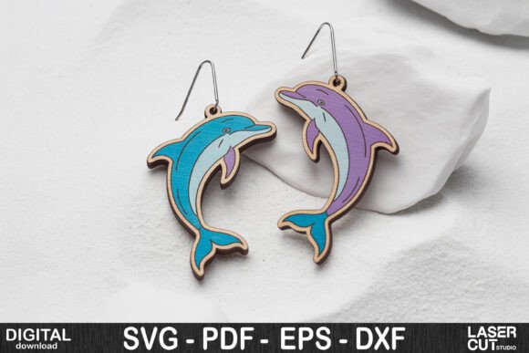 Dolphin Earrings SVG Laser Cut · Creative Fabrica