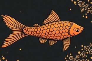 🐟 Koi Fish with Delicate Patterns in Bl Afbeelding door LINEART3 ...