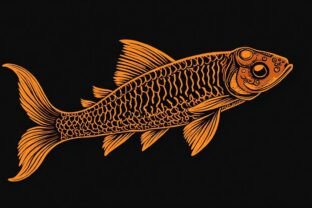 🐟 Koi Fish with Delicate Patterns in Bl Grafik Von LINEART3 · Creative ...