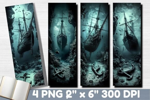 Dark Ocean Printable Bookmarks Design Graphic by MOON CREATION ...