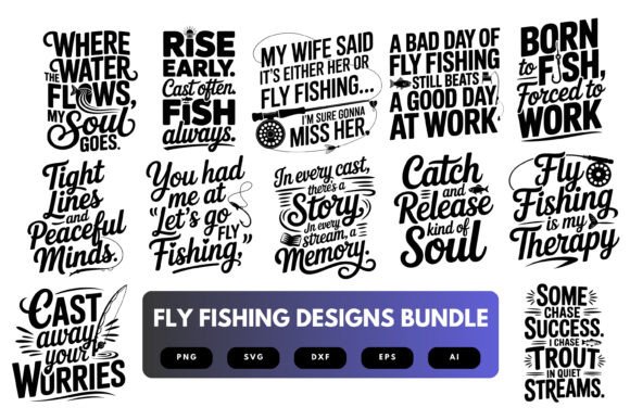 Fly Fishing SVG Bundle Graphic by merchrollinfo · Creative Fabrica
