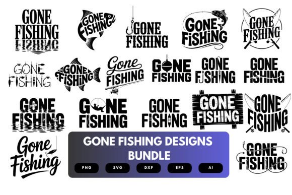 Gone Fishing SVG Bundle Graphic by merchrollinfo · Creative Fabrica