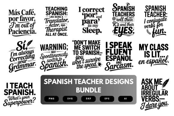 Spanish Teacher SVG Bundle Graphic by merchrollinfo · Creative Fabrica