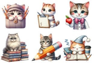 Cute Cats Back to School Clipart Graphic by daily.arts · Creative Fabrica