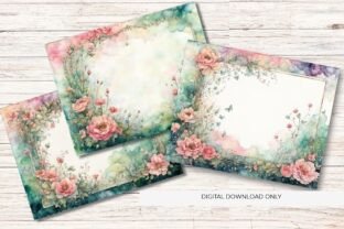 Romantic Watercolor Floral Border Digita Graphic by Whimsical Art ...