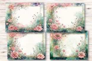 Romantic Watercolor Floral Border Digita Graphic by Whimsical Art ...
