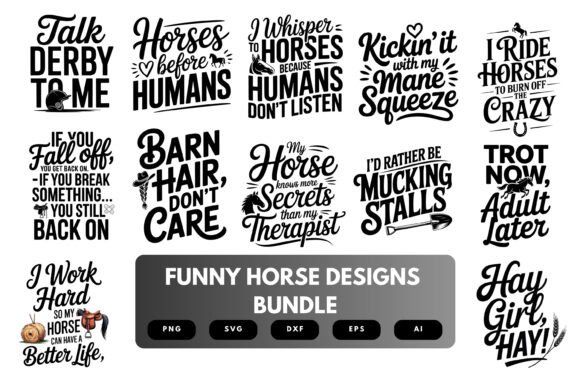 Funny Horse SVG Bundle Graphic by merchrollinfo · Creative Fabrica