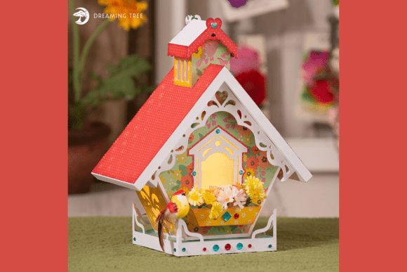 3D House Shaped Paper Favor Box SVG · Creative Fabrica