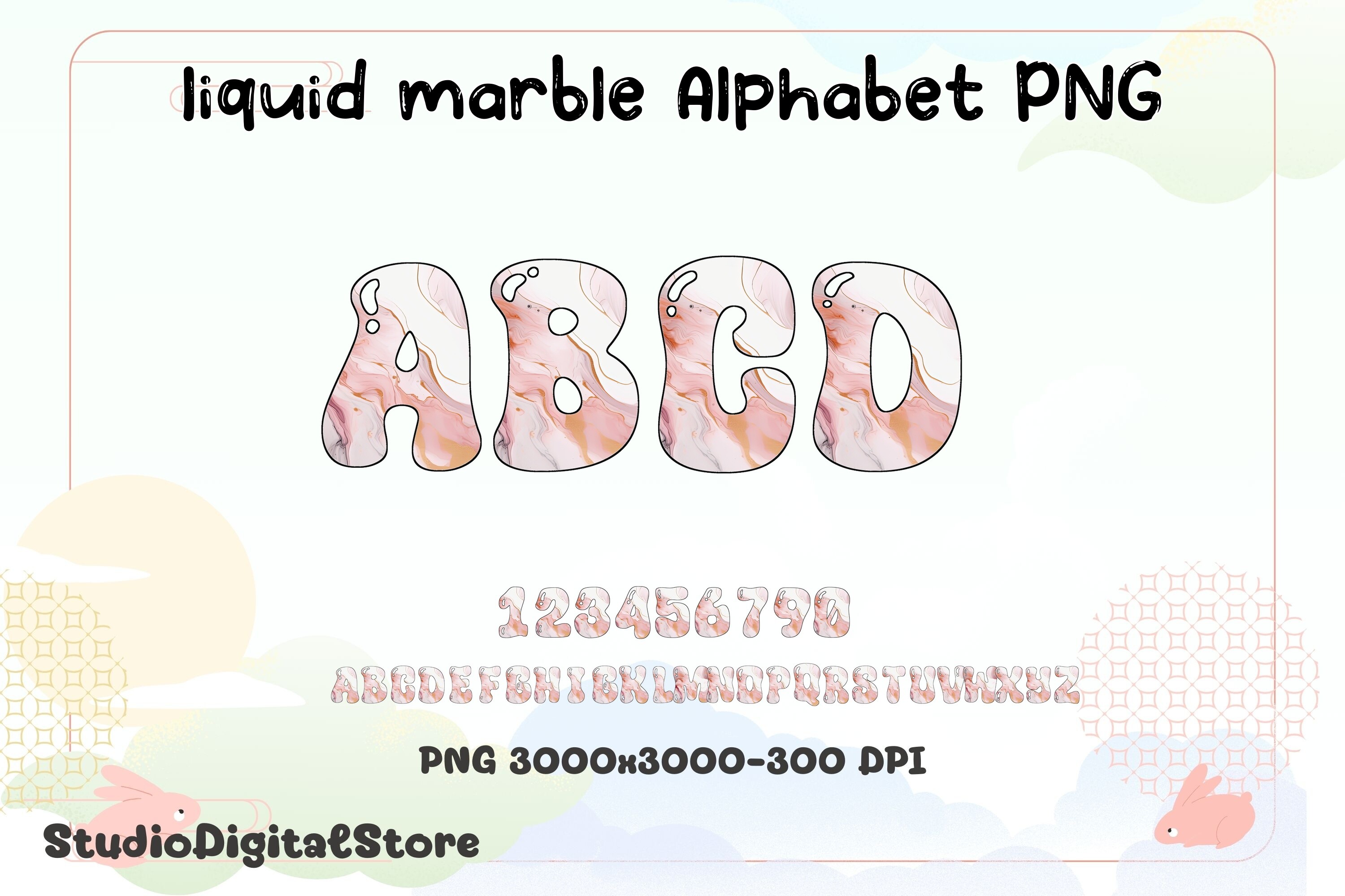 Liquid Marble Alphabet PNG Graphic by StudioDigitalStore · Creative Fabrica