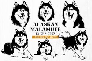 Alaskan Malamute SVG Bundle | 10 Dog DXF Graphic by juiceboxy ...