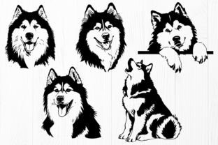 Alaskan Malamute SVG Bundle | 10 Dog DXF Graphic by juiceboxy ...