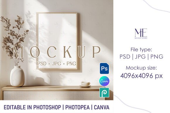 Frame Mockup PSD & PNG for Canva, DIN A1 Graphic by Mie Mockup Studio ...