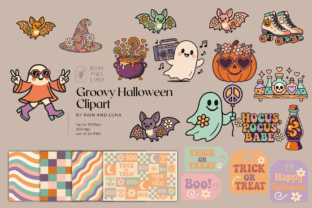 🧡👻 Groovy Halloween Clipart Bundle Graphic by Rain and Luna · Creative ...
