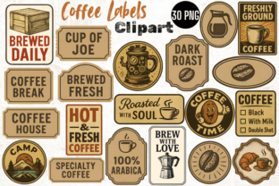 Vintage Coffee Labels Clipart, Ephemera Graphic by Yassou Bouhad ...