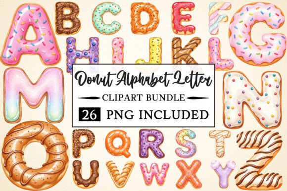 Donut Alphabet Letter Clipart Graphic by Artistic.Visions · Creative ...